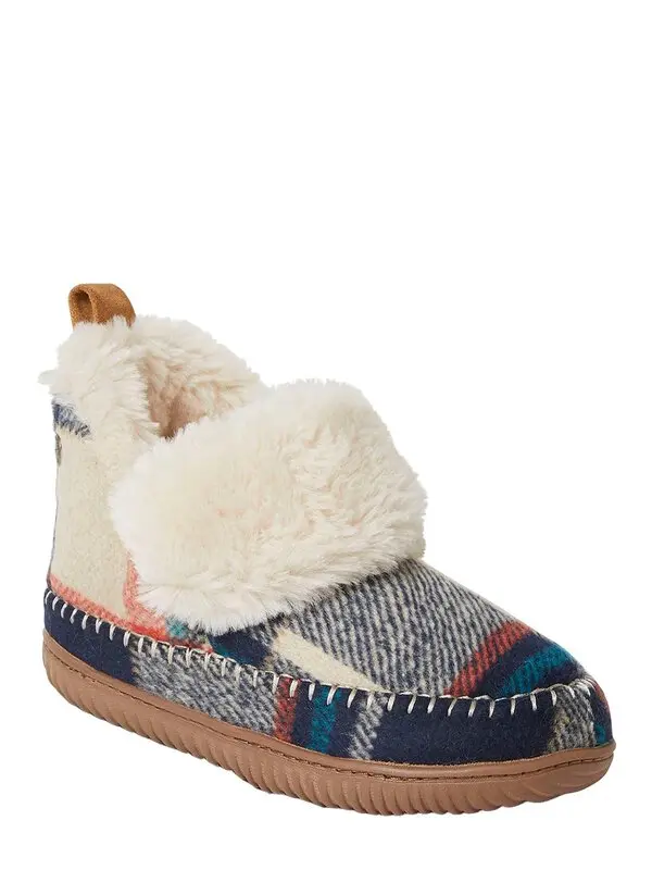 DEARFOAMS Moritz Bootie Slipper - Navy Plaid