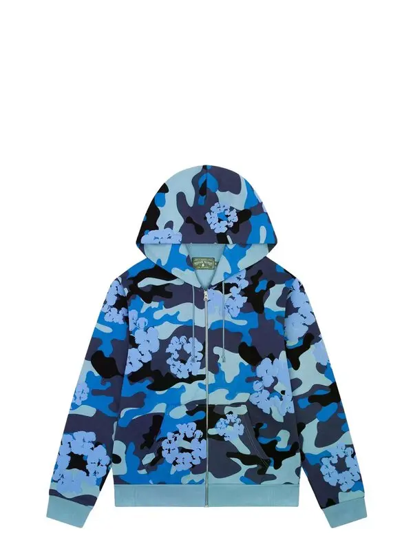 DENIM TEARS Wreath Zip-up Hoodie - Blue