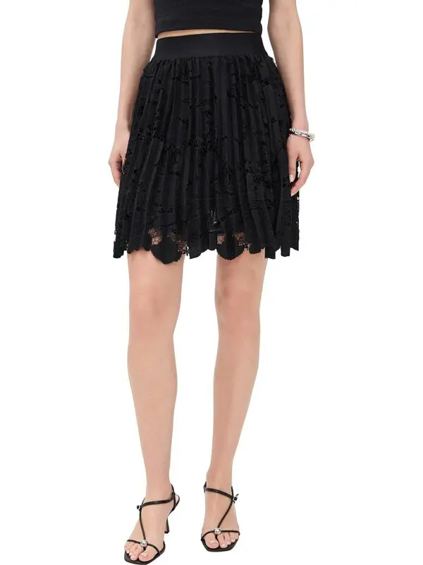 Le Superbe Mini Pleated Lace Skirt - Black