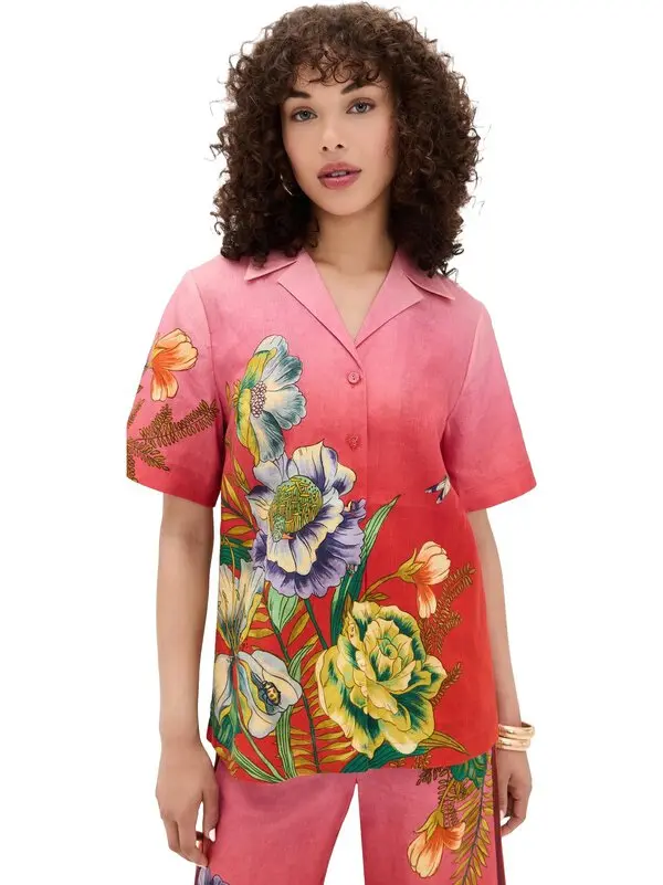 ALEMAIS Inez Floral Print Shirt - Pink Ombre