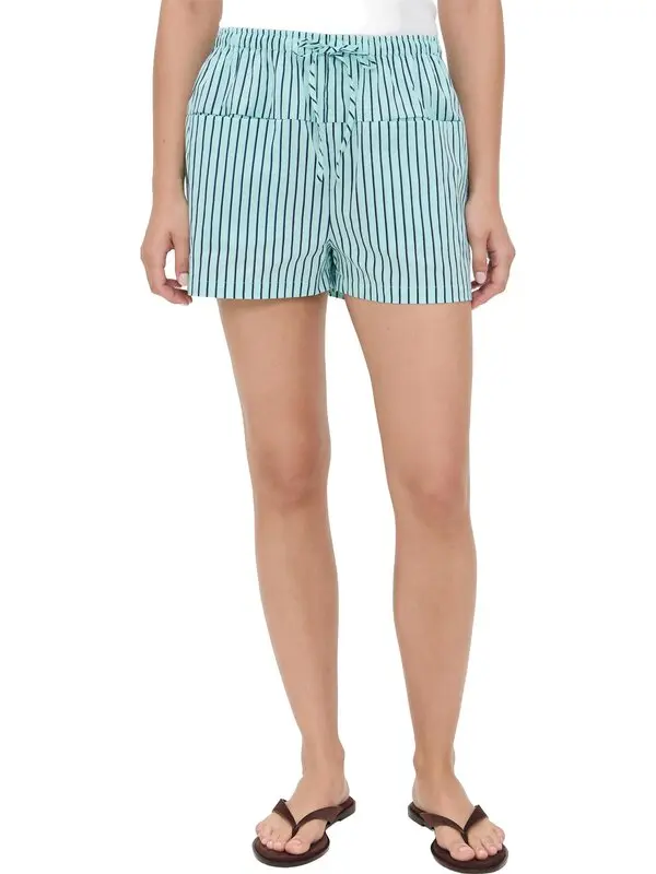 Lna Hanalei Striped Shorts - Teal Navy Stripe