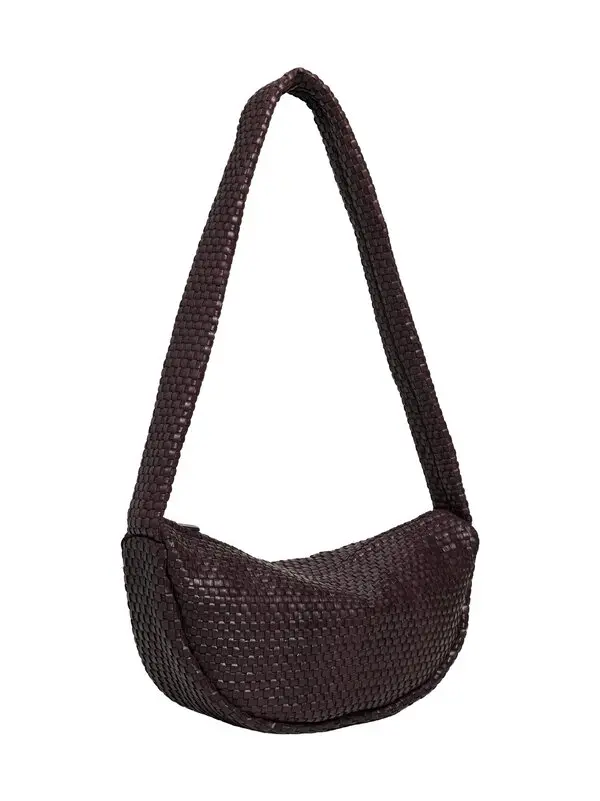 ST. AGNI Lattice Weave Crescent Bag - Port