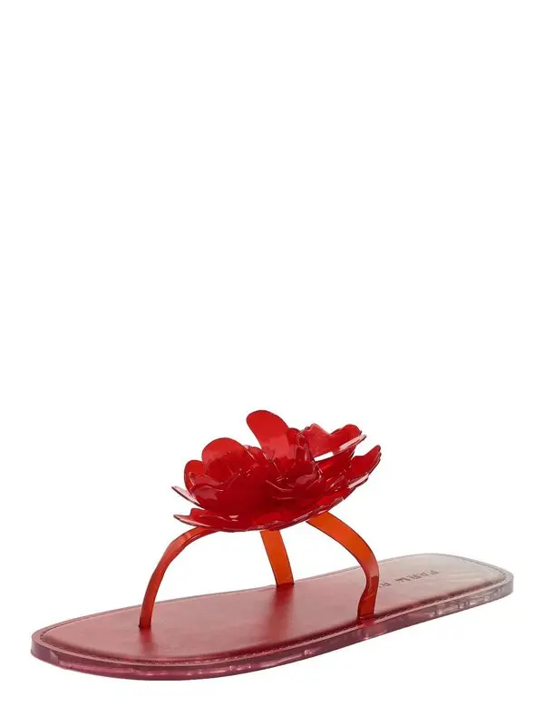 Farm Rio Flower Jelly Flat Sandals - Red