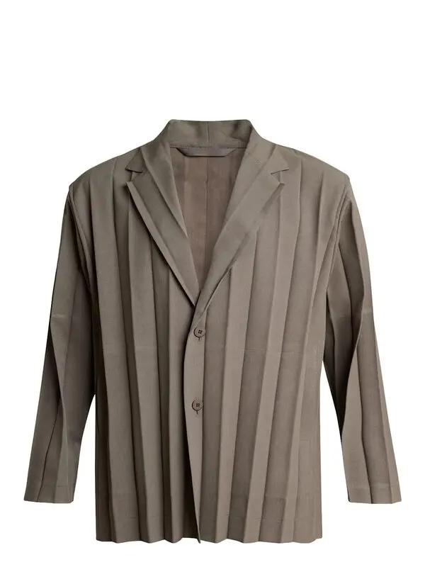 Issey Miyake Edge Ensemble Pleated Sport Coat - Khaki