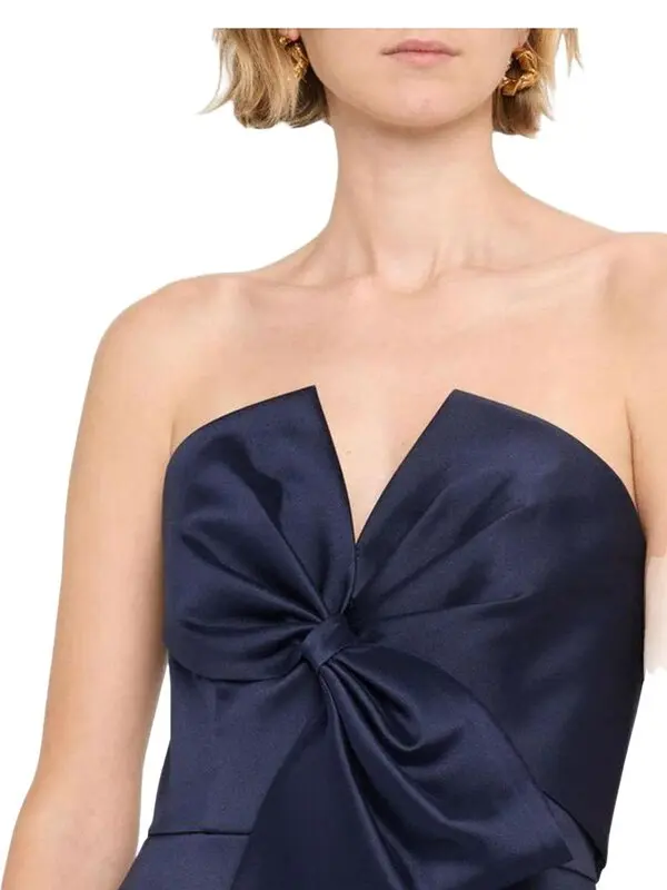Aidan Mattox Strapless Bow-front Mikado Midi Dress - Blue