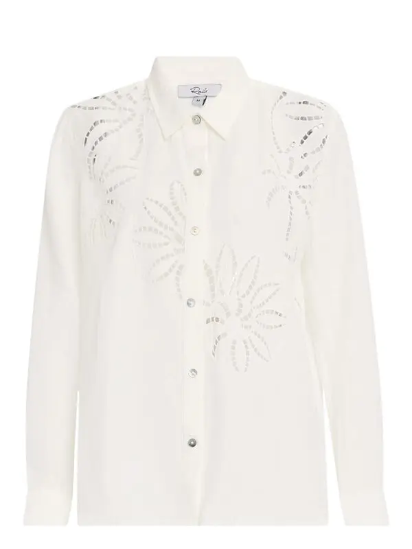 Rails Samar Floral Eyelet-embroidered Linen Shirt - White