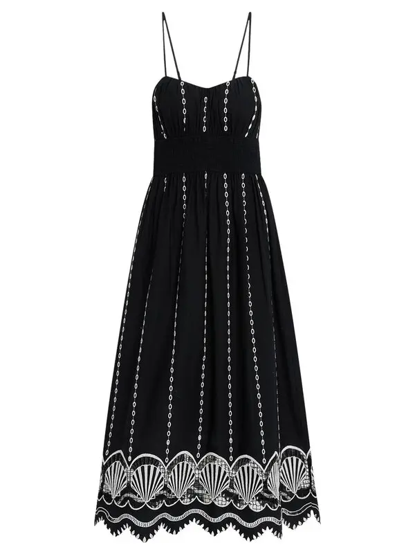 Rails Granada Seashell Embroidered Midi Dress - Black