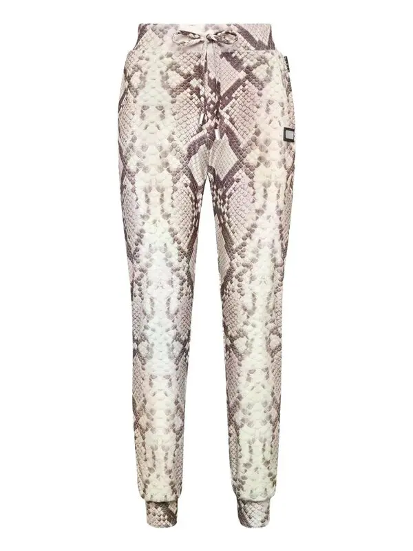 Philipp Plein Python-print Drawstring Trousers - Brown