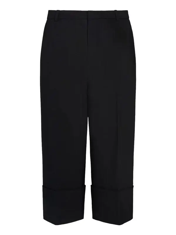 Vince Cuffed Wide-leg Trousers - Black