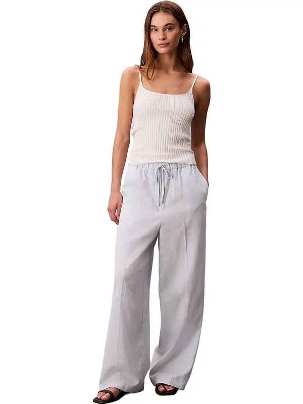 Calvin Klein Linen-cotton Wide Leg Pants - Plein Air