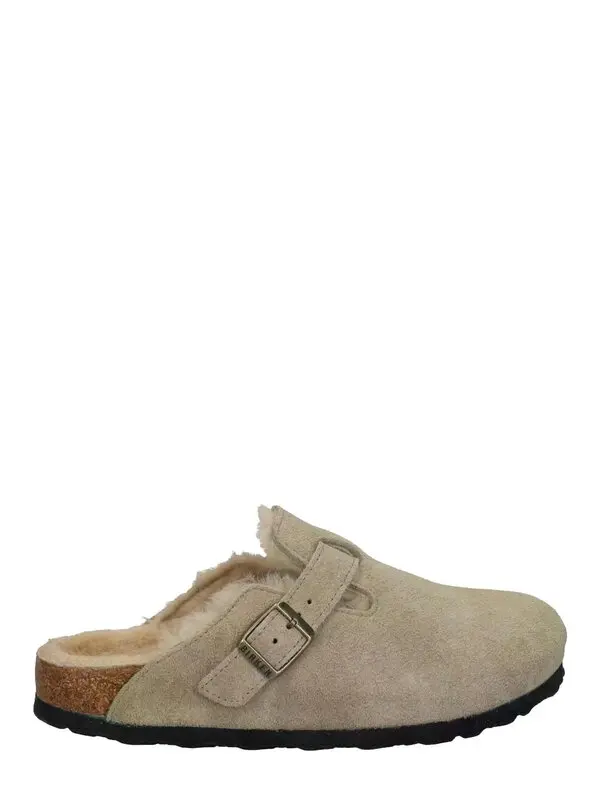 BIRKENSTOCK Shearling-lined Suede Clogs - Neutrals