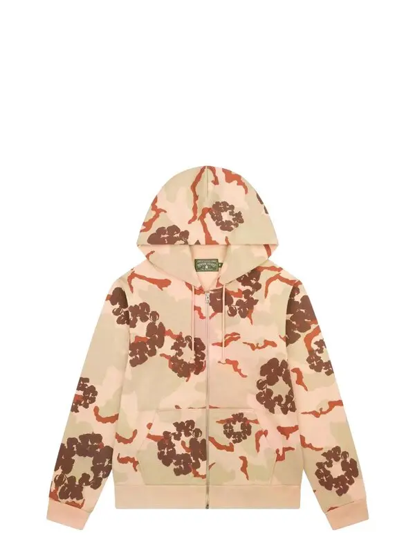 DENIM TEARS Printed Zip-up Hoodie - Neutrals