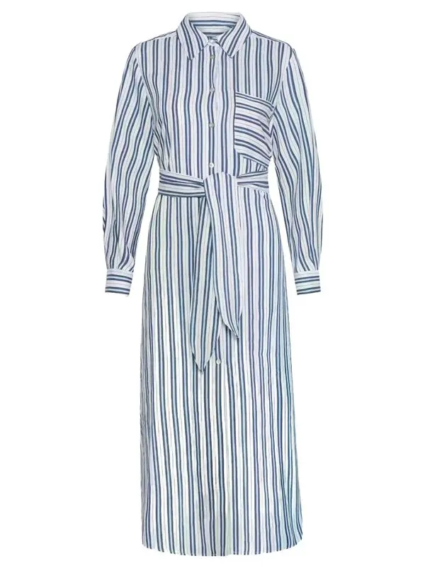 Marella Striped Belted Shirt Dress - White