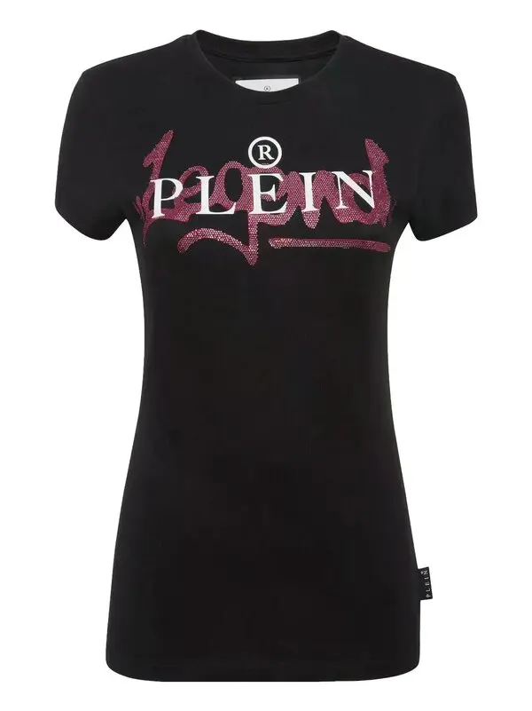 Philipp Plein Crystal-embellished Logo-print T-shirt - Black