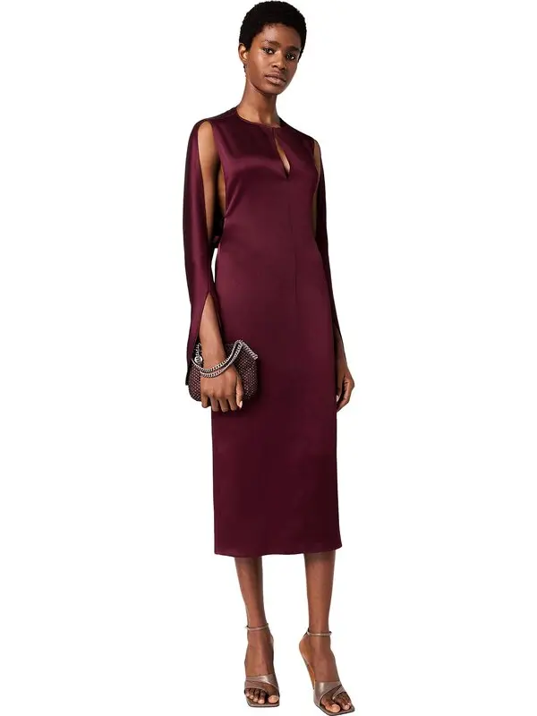 Stella McCartney Cape-sleeve Cut-out Satin Midi Dress - Bordeaux
