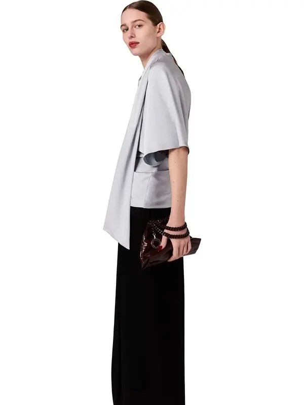 Stella McCartney Tie Neck Asymmetric Top - Pearl Blue