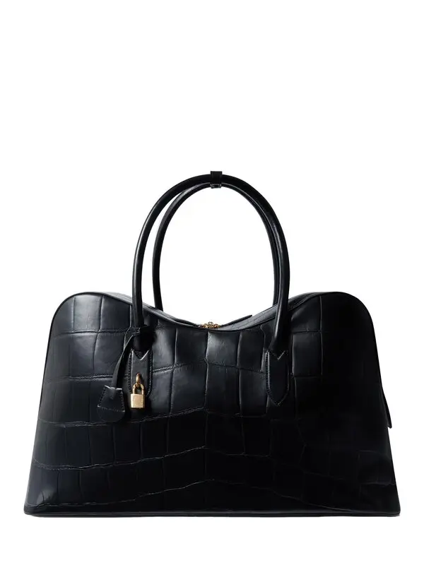 Stella McCartney Ryder Crocodile-embossed Weekender Bag - Black