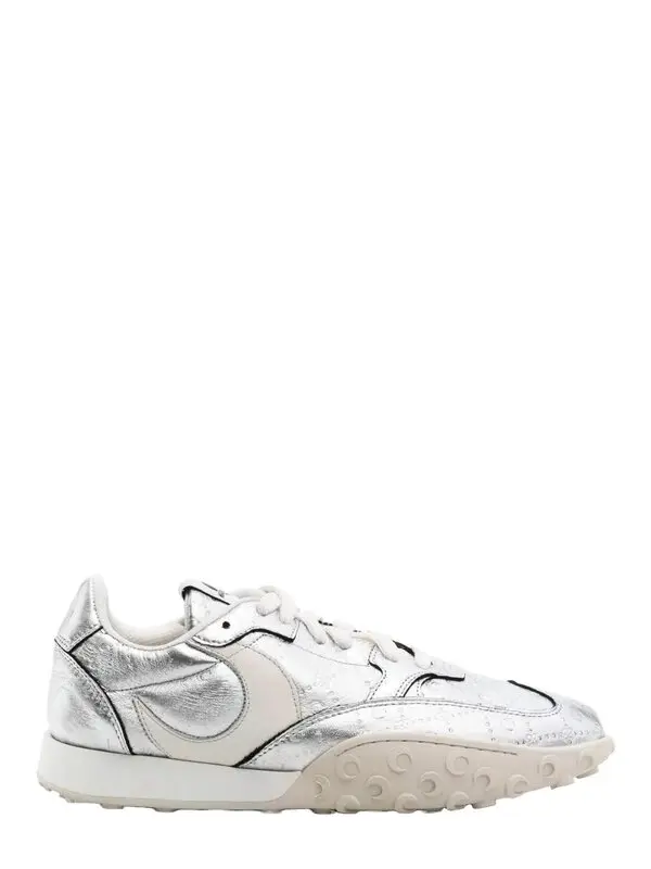 MARINE SERRE Tone Laminated Moonogram Panelled Sneakers - Silver