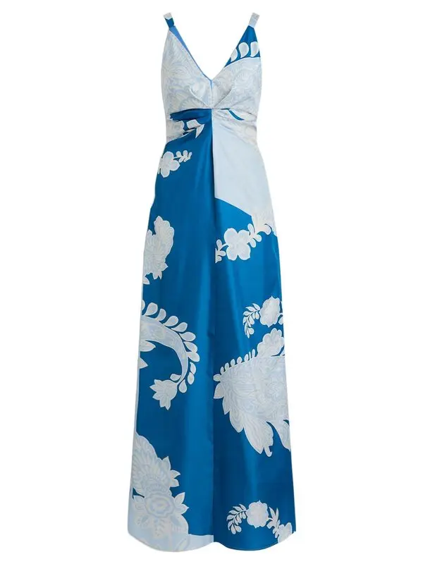 Scanlan Theodore Silk Harrow Print Dress - Blue