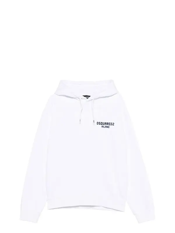 Dsquared2 Just Right' Cotton Hoodie With Logo - Bianco E Blu Navy