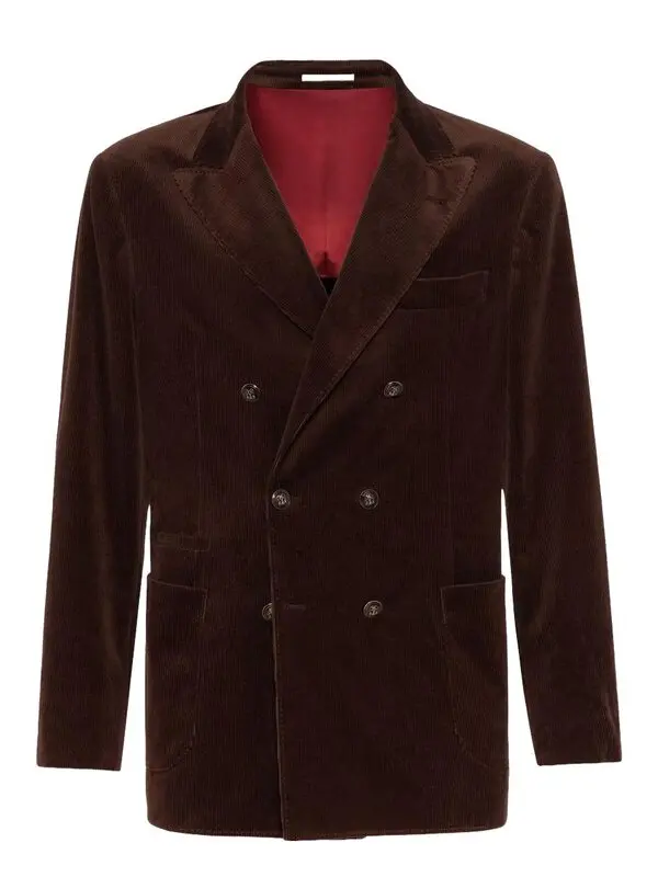 Brunello Cucinelli Cotton Double-breasted Jacket - Brown