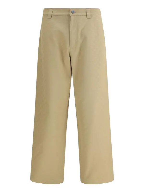 Gucci Cotton Pants With Gg Pattern - Beige