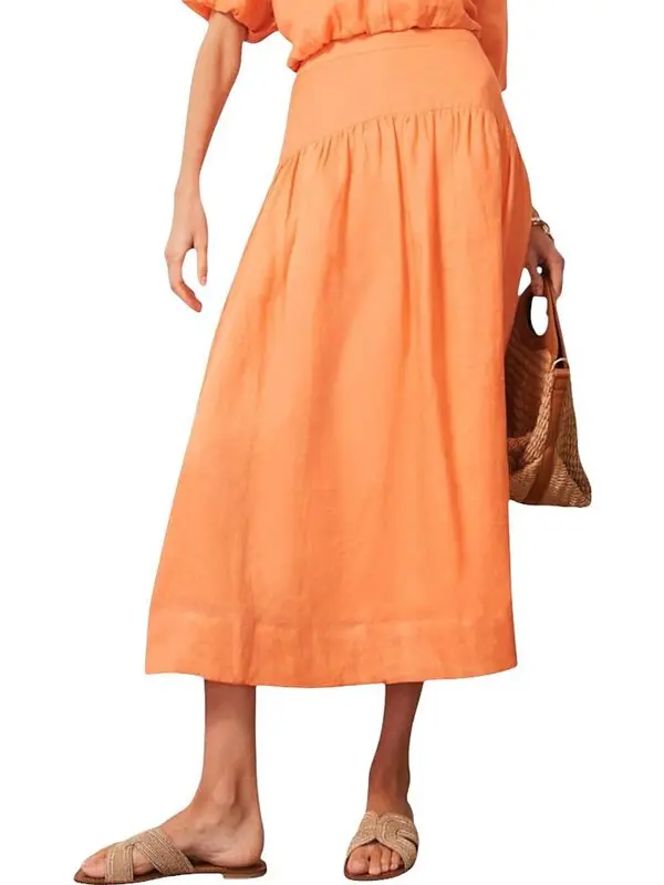 Mint Velvet Drop Waist Maxi Skirt - Orange