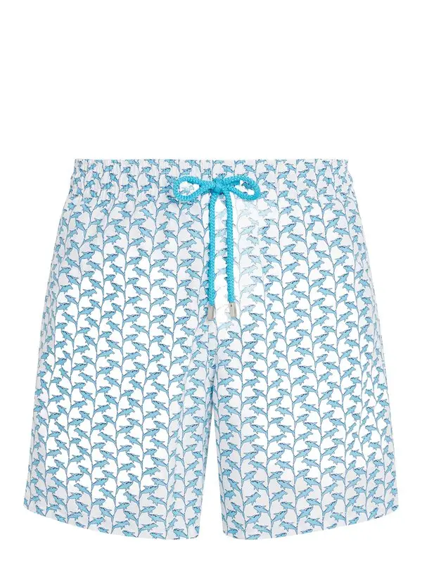 Vilebrequin Cotton Shark Print Swim Shorts - Blue