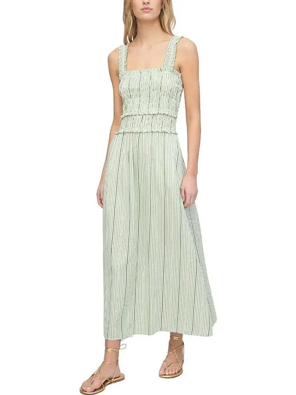 Hill House Home The Azalea Maxi Nap Dress - Green Jacquard Stripe