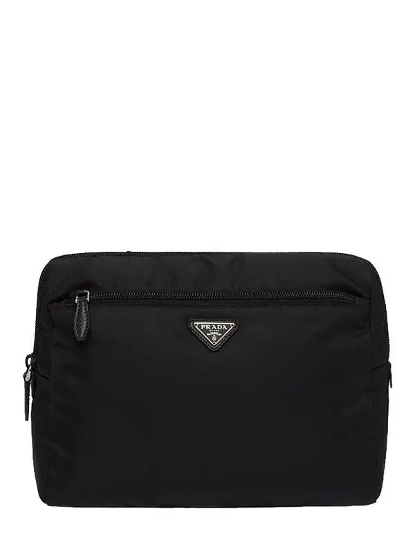 Prada Large Re-nylon Travel Pouch - Black/astral Blue