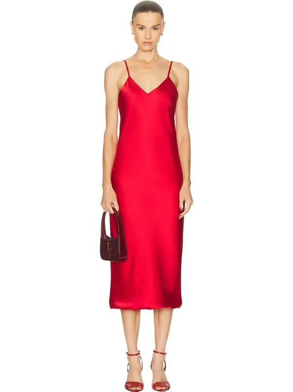 Norma Kamali Bias Slip Midcalf Dress - Tiger Red