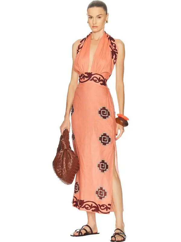 Johanna Ortiz Energetic Patterns Ankle Dress - Pink & Wine