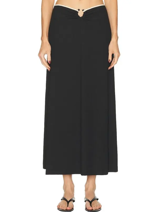 Johanna Ortiz Crinkle Keel Midi Skirt - Black & Ecru