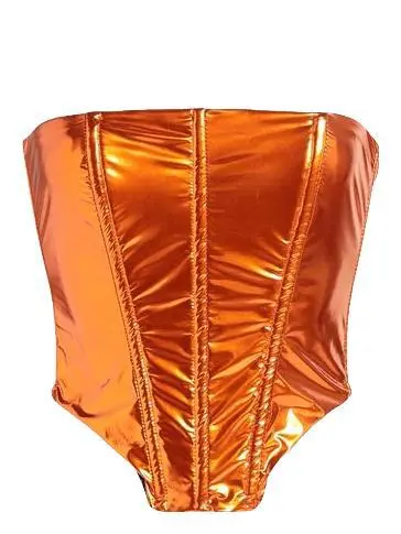 PATRIZIA PEPE SERA Metallic Coated Corset Top - Red