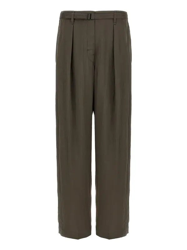 LEMAIRE Belted Viscose Trousers - Brown