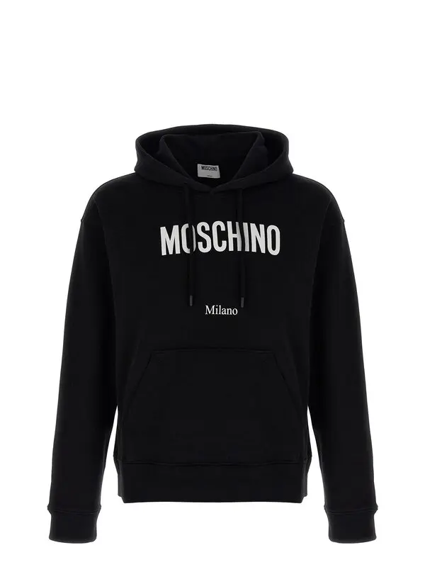 Moschino Logo Print Hoodie - Black