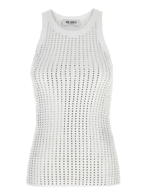 Attico Rhinestone Top - White