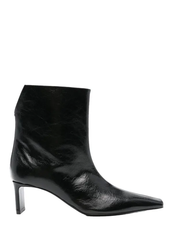 Khaite Ona Leather Ankle Boots - Black
