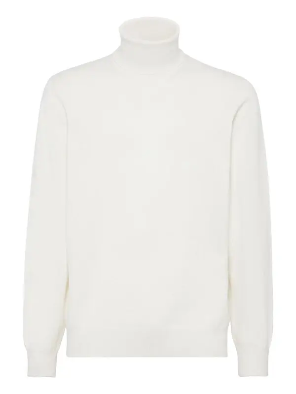 Brunello Cucinelli Cashmere Turtleneck Jumper - White