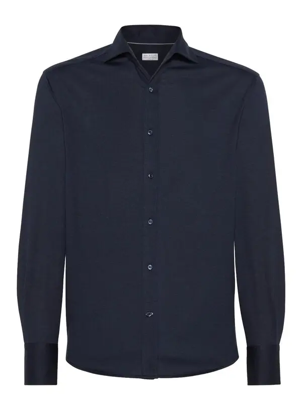 Brunello Cucinelli Silk And Cotton Blend Shirt - Blue