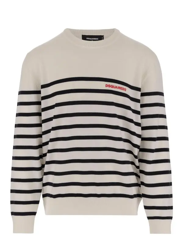 Dsquared2 Striped Wool Sweater - White