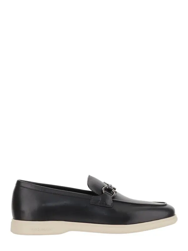 FERRAGAMO Gancini Leather Loafers - Black