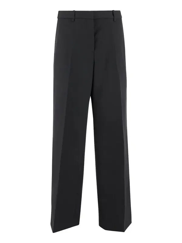 JIL SANDER Tailored Wool Gabardine Wide Leg Pants - Black