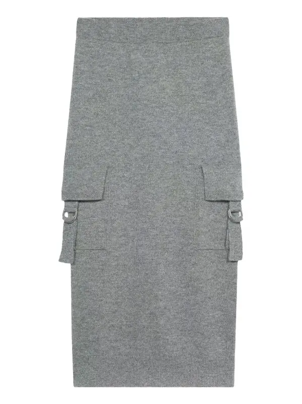 Blumarine Wool Midi Skirt With Cargo Pockets - Grey
