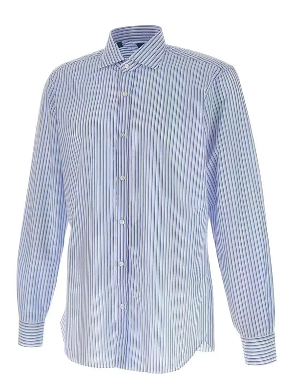 BARBA NAPOLI Striped Button-up Shirt - Blue