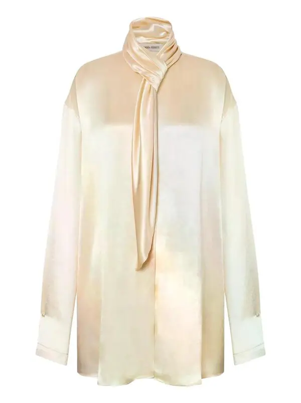 Alberta Ferretti Satin Blouse With Scarf - Neutrals