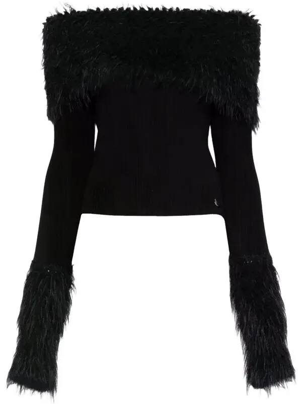 Jean Paul Gaultier Shearling Trim Sweater - Black
