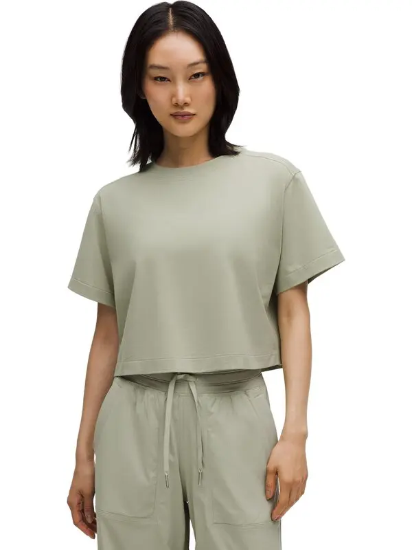 Lululemon All Yours Organic Cotton Cropped T-shirt - Fog Green