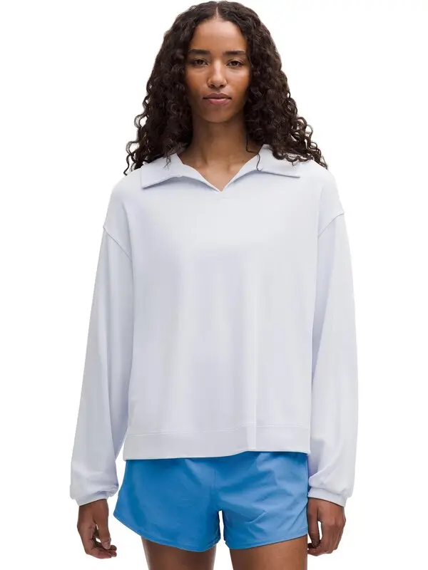 Lululemon Softstreme Pique Oversized Long-sleeve Polo Shirt - Starch Blue
