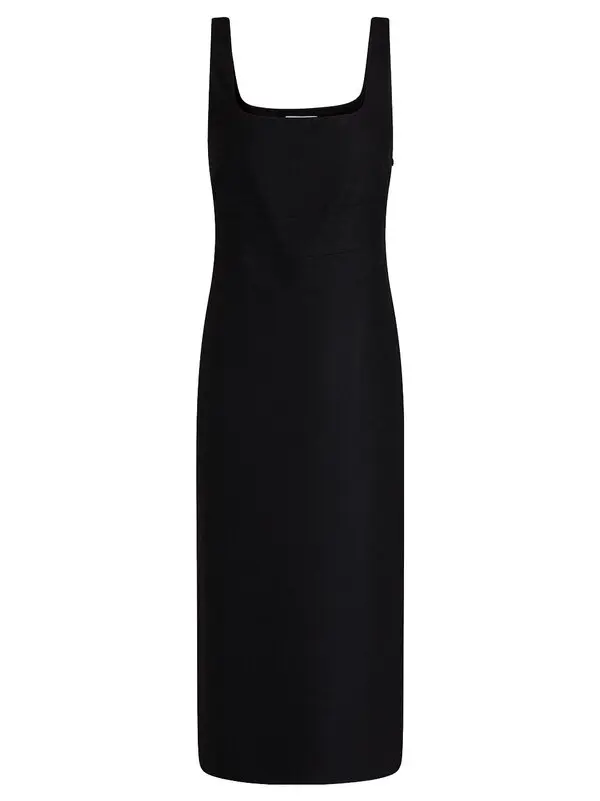 Vince Wool-blend Flannel Midi Dress - Black